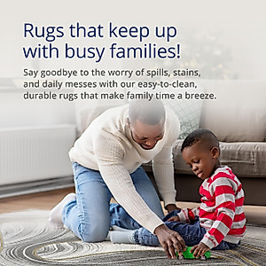 Abani Grey & Gold Metallic Contemporary Ribbon Area Rug, 5'3"x7'6" (5x8) Rugs Swirl Design Neutral Non-Shed Bedroom Rug