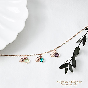 MignonandMignon Birthstone Personalized Initial Necklace Mother's Day Gift from Daughter Customized Jewelry May Birthday Friends Family Birth Stones For Grandma - BSN-H-L-D