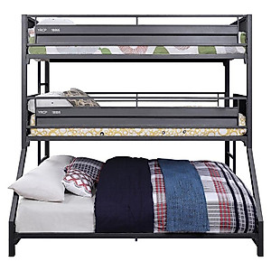 Acme Furniture Twin Over Full Container Design Metal Triple Bunk Bed, Gunmetal Finish