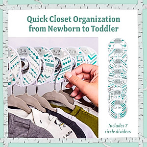 Baby Nest Designs 20x Baby Hangers for Closet with 7X Baby Closet Dividers for Nursery Velvet Baby Clothes Hangers Unisex Newborn Essentials Baby Size Organizer for Infant Clothing to 24 Months