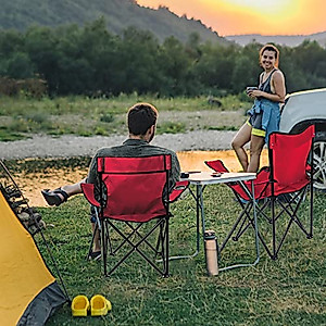 4 Pack Folding Camping Chairs with Carrying Bag Portable Lawn Chairs Lightweight Beach Chairs Outdoor Collapsible Chair with Mesh Cup Holder for Travel Outside Camp Beach Fishing Sports (Red)