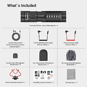 SMALLRIG Shotgun Mic for Camera, Video Microphone for DSLR & for iPhone, Camera Microphone for Sony and for Canon, with Shock Mount, Deadcat Windscreen, Dual Channel for Vlogging and Interview - 3468