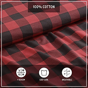 Eddie Bauer - Queen Comforter Set, Cotton Reversible Bedding, Buffalo Plaid Home Decor for All Seasons (Red/Black, Queen)