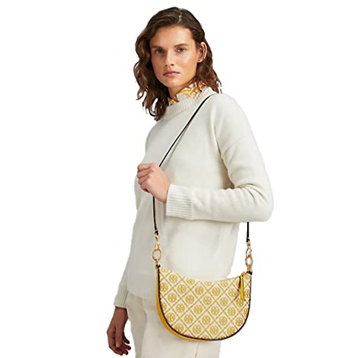 Tory Burch T Monogram Jacquard Mini Hobo (Goldfinch)