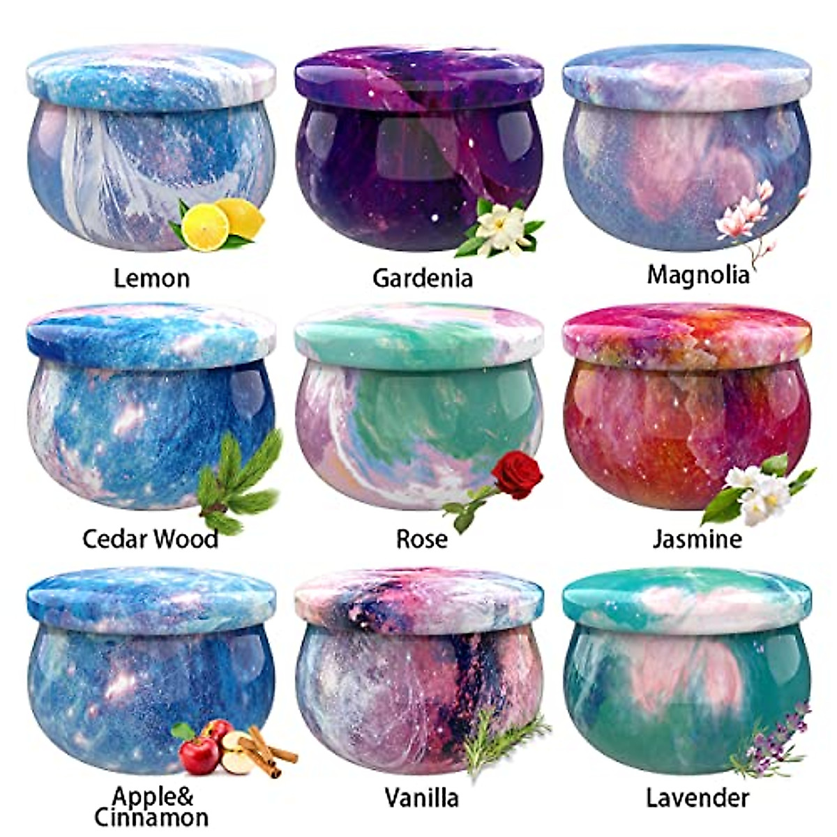 Amastika Scented Candles Gift Set Small 2.2oz Soy Wax Aromatherapy Candles for Women, Party, Spa, 9 Packs