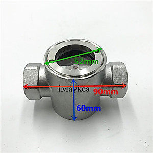 1/2" NPT Stainless Steel 304 Sight Water Flow Indicator With Concentric PTFE Impeller
