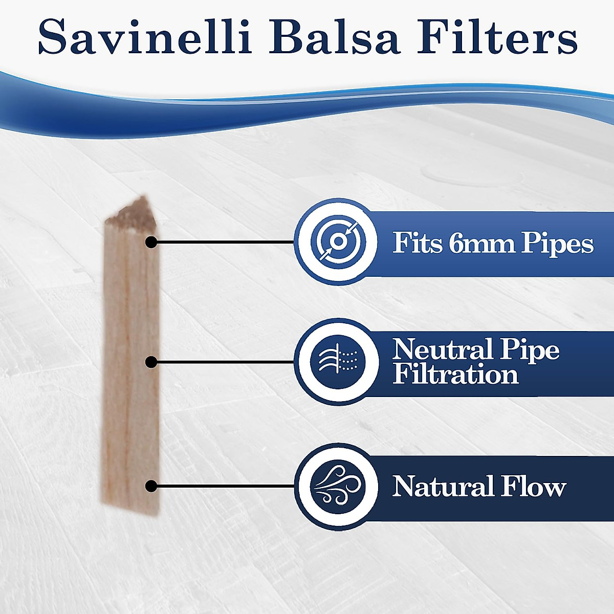 Savinelli 6mm Balsa Filters, Italian Balsa Wood Filters for Tobacco Pipe Care, Savinelli Pipe Accessories, 300 Pack