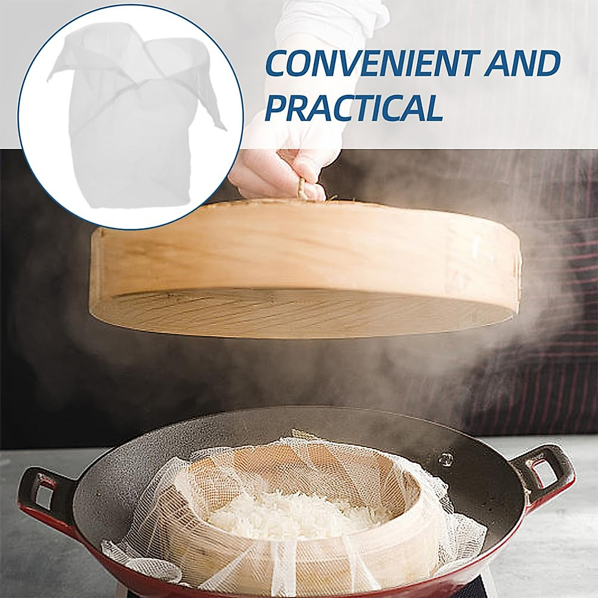 Veemoon Sushi Rice Cooking Net Bag: Rice Cooker Napkin Kitchen Steamer Basket Mesh Liner Sushi Rice Cooking Napkin Cooking Steam Cloths for Home Kitchen Cooking