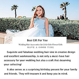 PRDGIRL 𝗪𝗲𝗱𝗱𝗶𝗻𝗴 𝗛𝗮𝗶𝗿 𝗔𝗰𝗰𝗲𝘀𝘀𝗼𝗿𝗶𝗲𝘀 𝗳𝗼𝗿 𝗞𝗶𝗱𝘀, Princess Headpiece White Flower Headband Pearl Hair Dress for Girl and Flower Girls Cute Bridal Wedding Hair Band