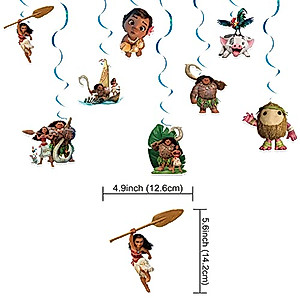 Moana Birthday Party Supplies Banner and 8*Hanging Swirls for Birthday Decorations, Kids Boys and Girls for Moana Birthday Party Decorations Happy Theme.