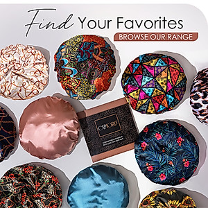 CAPLORD Satin Bonnet Adjustable Sleeping Silk Bonnet Black Women Men Double Layer Satin Lined Sleep Cap Sleeping Hair Wrap Silk Bonnet Large Braids Cover Bonnets Night Head Curly Hair Recommended