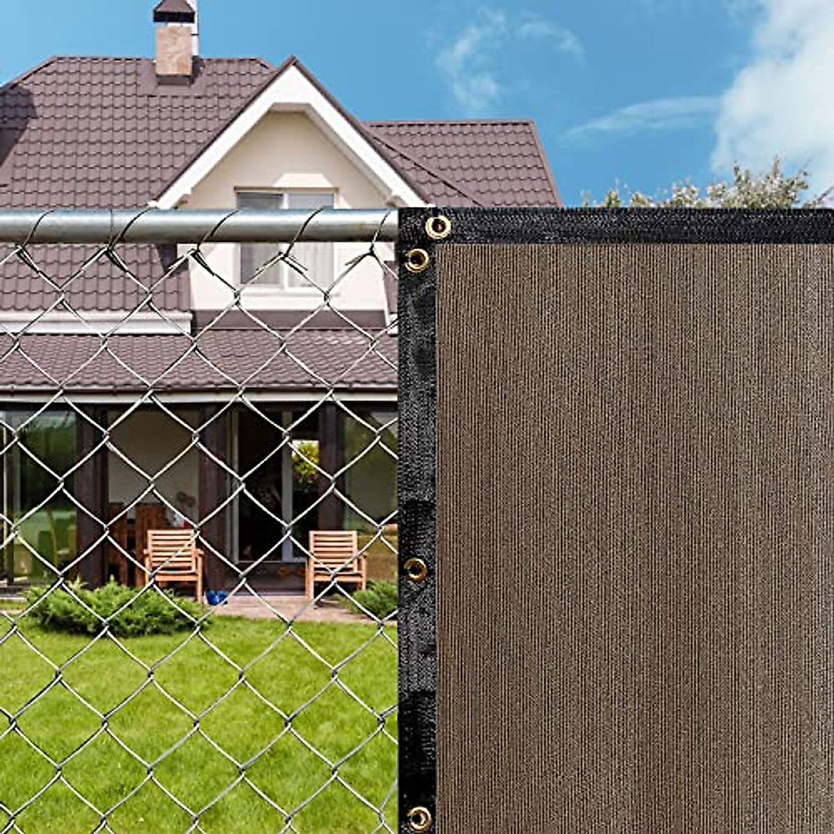 CIELO COLORIDO 5' x 50' Brown Fence Privacy Screen,Custom, with Bindings, Heavy Duty for Gardens,Backyard, Patio, Construction Project, Outdoor Events,Professional Manufacturer.