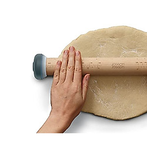 Joseph Joseph PrecisionPin Baking Adjustable Rolling Pin - Consistent and Even Dough Thickness for Perfect Baking Results, Sky