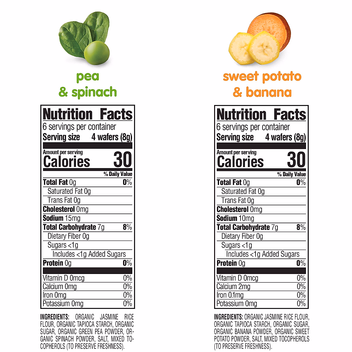 Happy Baby Organics Gluten Free Organic Teethers 2 Flavor Variety Pack (Pea & Spinach/Sweet Potato & Banana), 12 Count (Pack of 2)