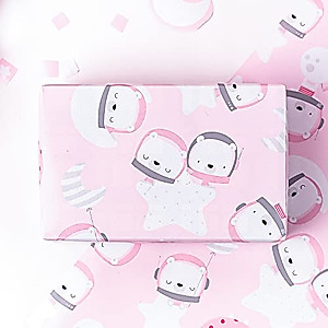 RUSPEPA Wrapping Paper Rolls for Baby Shower, Birthday- 17 inches x 10 feet per Roll, Total of 3 Rolls, Baby Girl