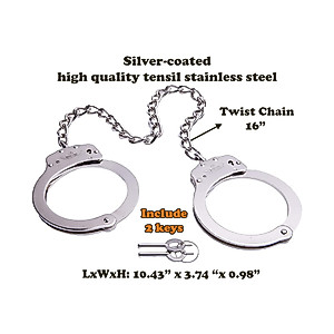 Campco UZI-HC-LEG 16-Inch Twist Chain Double Lock Leg Irons, Silver