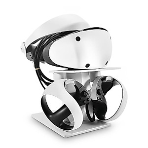 Aoyygg VR Headset and Touch Controllers Storage Stand Display Stand for PSVR2 /for Pico4/for HTC Vive Focus3 Desktop Stand for PS VR2 VR Video Game Accessories (White)