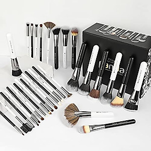 DUcare Professional Makeup Brushes Panda Series Makeup Brush Set Valentines Day Gifts 31Pcs Kabuki Foundation Blending Face Powder Blush Concealers Eye Shadows With Leather Case Organizer
