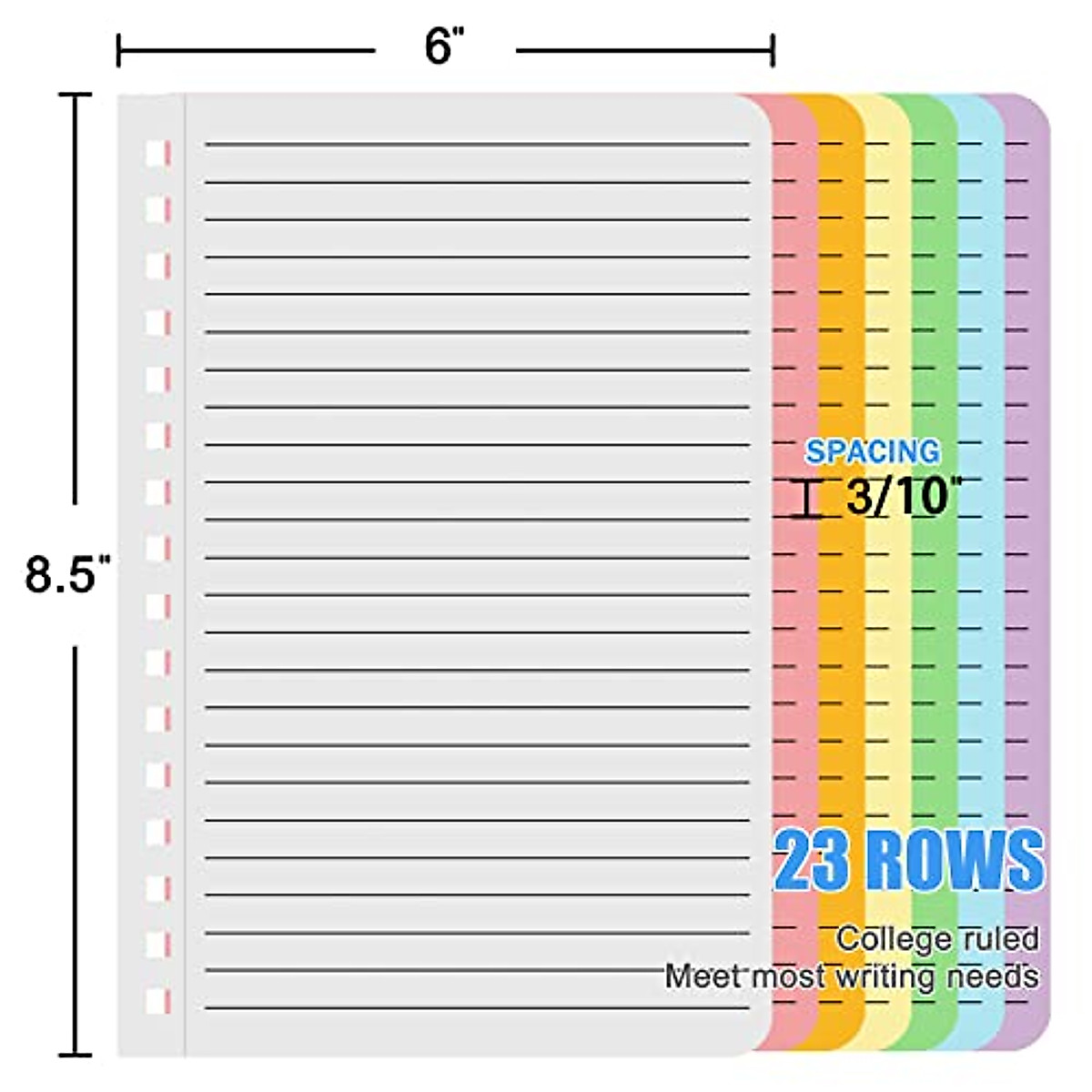 Alopuxi Spiral Notebook, Colored Lined College Ruled Paper, 105 Sheets/210 Pages, 6" x 8.5"