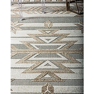 Unique Loom Outdoor Modern Collection Area Rug - Albuquerque (5' x 8' Rectangle, Beige/ Brown)