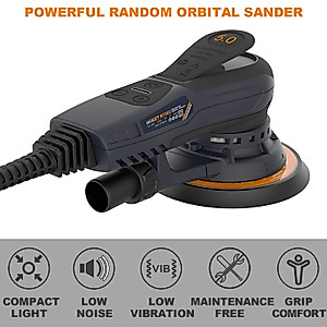MAXXT Electric 5mm Random Orbital Sander Brushless 350W 3A Multi-function Variable Speed Electric Corded Orbital Sanders Machine with 10 Sanding Paper for Woodworking (R7303-2.5mmOrbit-EU)