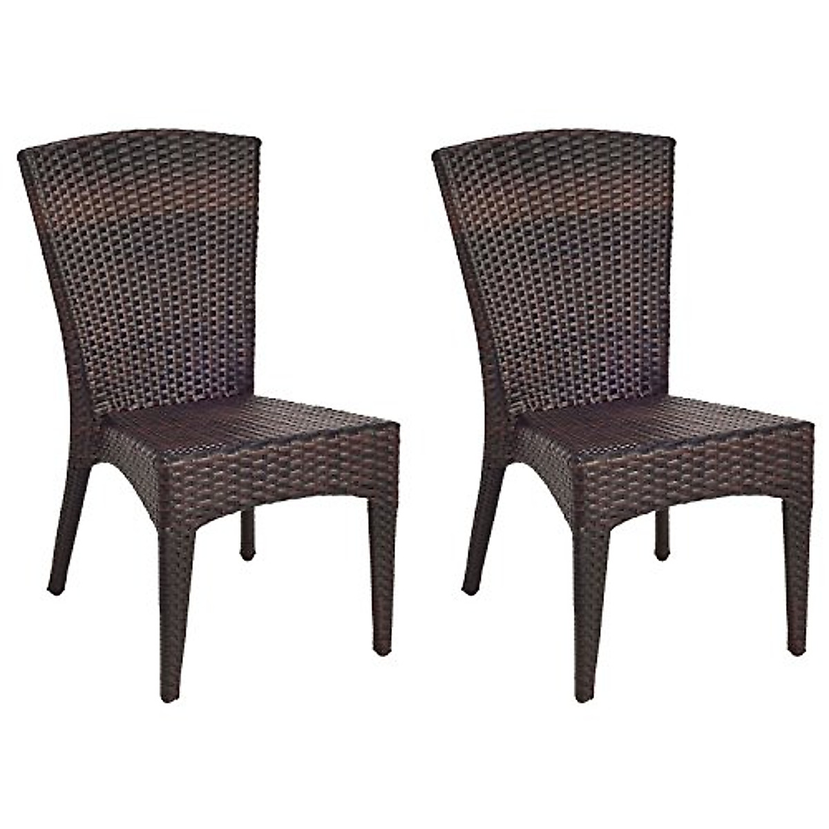 Safavieh Patio Collection New Port Wicker Stackable Outdoor Chairs, Brown, Set of 2