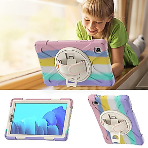 SIBEITU Case Compatible with Samsung Galaxy Tab A7 Lite 2021 with Screen Protector, 8.7 inch 3-Layer Durable Protective Case Cover W/Hand&Shoulder STRP for SM-T220/T225