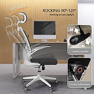 Monhey Big and Tall Office Chair, Heavy Duty Office Chair, Ergonomic Office Chair with Adjustable Headrest, Lumbar Support, 2D Armrest, Home Office Desk Chairs 300lbs with Metal Base - White