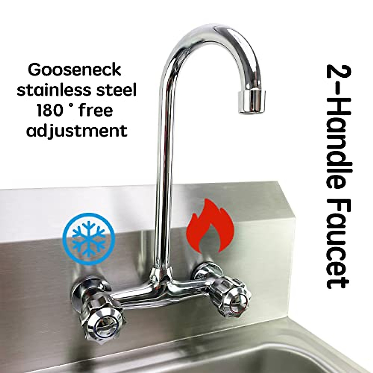 ERUPTA 304# Stainless steel basin Commercial Wall Mount Hand Sink 17'' x 15'' for Public places, restaurants, schools, kitchens and homes