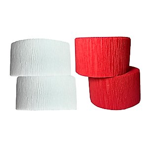 Red and White Crepe Paper Streamers (2 Rolls Each Color) MADE IN USA!