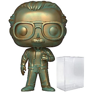 Marvel POP Stan Lee [Patina] Funko Pop! Icons Vinyl Figure (Bundled with Compatible Pop Box Protector Case), Multicolor, 3.75 inches