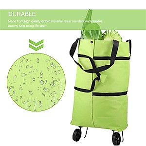 2 in 1 Foldable Shopping Cart, 2023 New Foldable Shopping Bag Carts with Wheels, Portable Rolling Tote Shopping Bag with Wheels, Waterproof Trolley Collapsible Grocery Shopping Tote Bag Cart (A GREEN)