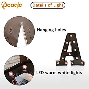 Light Up LED Letter Marquee Sign - Alphabet Marquee Letters with Lights For Wedding Birthday Party Christmas Night Light Lamp Home Bar Decoration A, Black