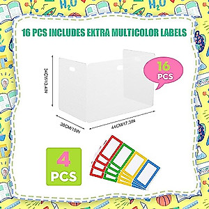16 Pcs Plastic Privacy Boards for Student 14 x 17.5 x 14 Inch Desks Boards Folders Shields Test Desk Dividers Durable and Waterproof Classroom Privacy Boards for School Study Teacher Supplies