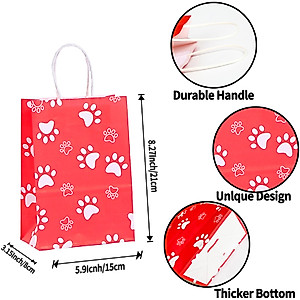 Puppy Dog Paw Print Party Favor Bags 24 Pcs Paw Print Theme Candy Treat Bags Thank You Paper Gift Bags with Handles for Baby Shower Birthday Wedding Party Favor Puppy Dog Paw Print Party Supplies