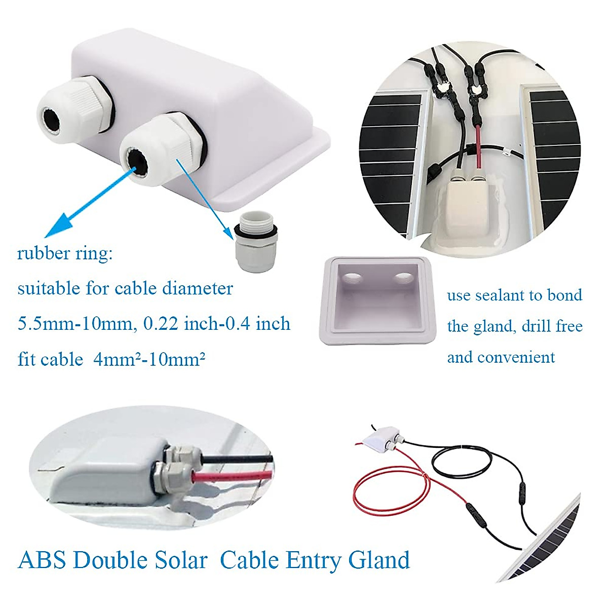 CMYYANGLIN Solar Panel Mounting Brackets ABS Corner Bracket Kit 7PCS, Drill-Free Widely Used on Roofs of RV, Caravans, Vehicles, Camper Vans, Sheds, Garages, Deck of Boats, White