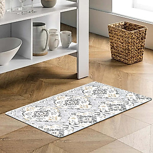 Jabogrii Kitchen Rugs Set 2 Piece Cushioned Anti Fatigue Mats PVC Non Slip Waterproof Kitchen Runner Rug Comfort Standing Foam Mat for Floor, Sink, Laundry 17.3"X47"+17.3"X29"
