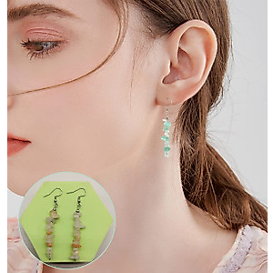 SAMOCO 10 Pairs Natural Stone Beaded Dangle Earrings for Women Colorful Crystal Drop Hook Earrings Chakra Gemstone Chip Earrings Set Meditation Yoga Jewelry