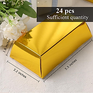 JOHOUSE 24PCS Fake Gold Bar Boxes, 5.5" x 3.2" x 1.6" Golden Brick Chocolate Box Treat Box Party Favor Box for Chocolates Coins Party Decorations Candy Treats