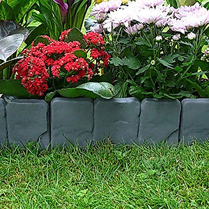 10 PCS Garden Border Fence Edging Stones Gray Effect Fence in Lawn Edging Plant Border Garden Landscape Edging