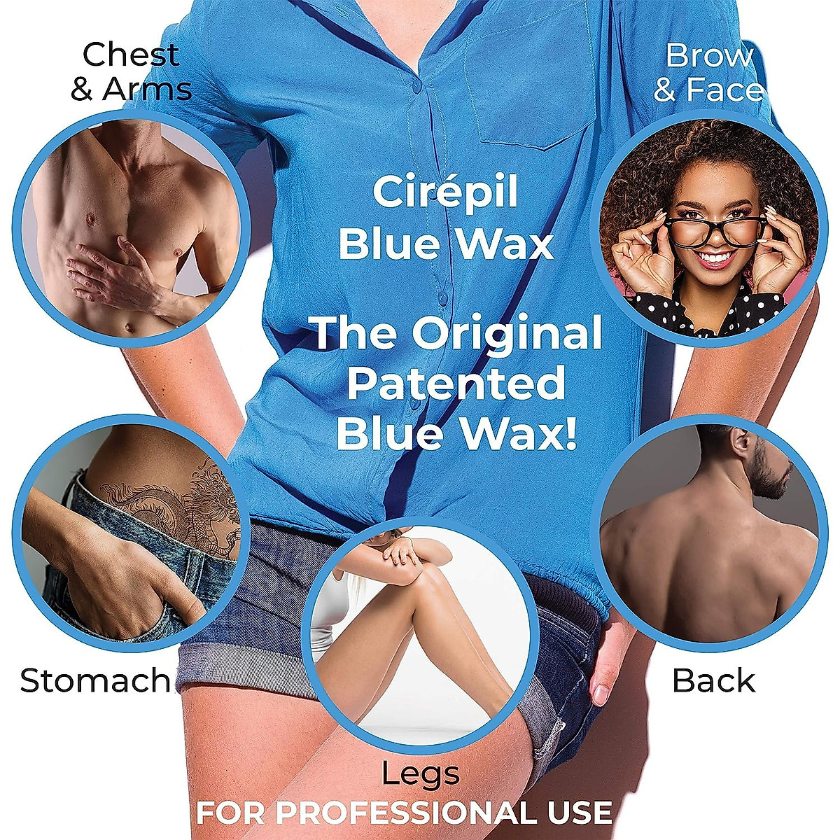 Cirepil Blue 400g Unscented All-Purpose Wax Beads - Perfect for Sensitive Skin, Easy Removal Peel-Off Texture, Fluid Gel, NO STRIP NEEDED