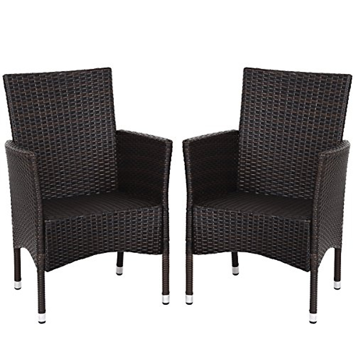 ReunionG 2PCS Patio Rattan Chairs, Furniture Armchair Set with Removable Cushions, Garden, Balcony, Pool Modern Rattan Armchair Set, Outdoor Wicker Chair Set (Brown)