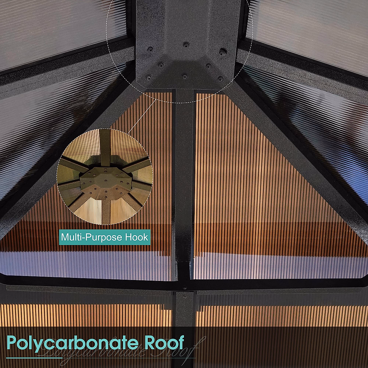 PHI VILLA 10' x 10' Hardtop Gazebo Outdoor Pavilion Tents Metal Frame Curved Roof Patio Gazebo with Netting and Curtains for Parties,Patio, Garden, Lawn(Brown)