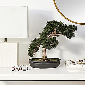 Nearly Natural 4106 16in. Cedar Bonsai Silk Plant,Green