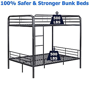 Aooppec Stronger & More Durable Full Over Full Metal Bunk Beds, Heavy Duty Steel Frame Bunk Bed Full Over Full with Ladder & Safety Rails for Kids Adults Teens, Can Be Converted to 2 Beds