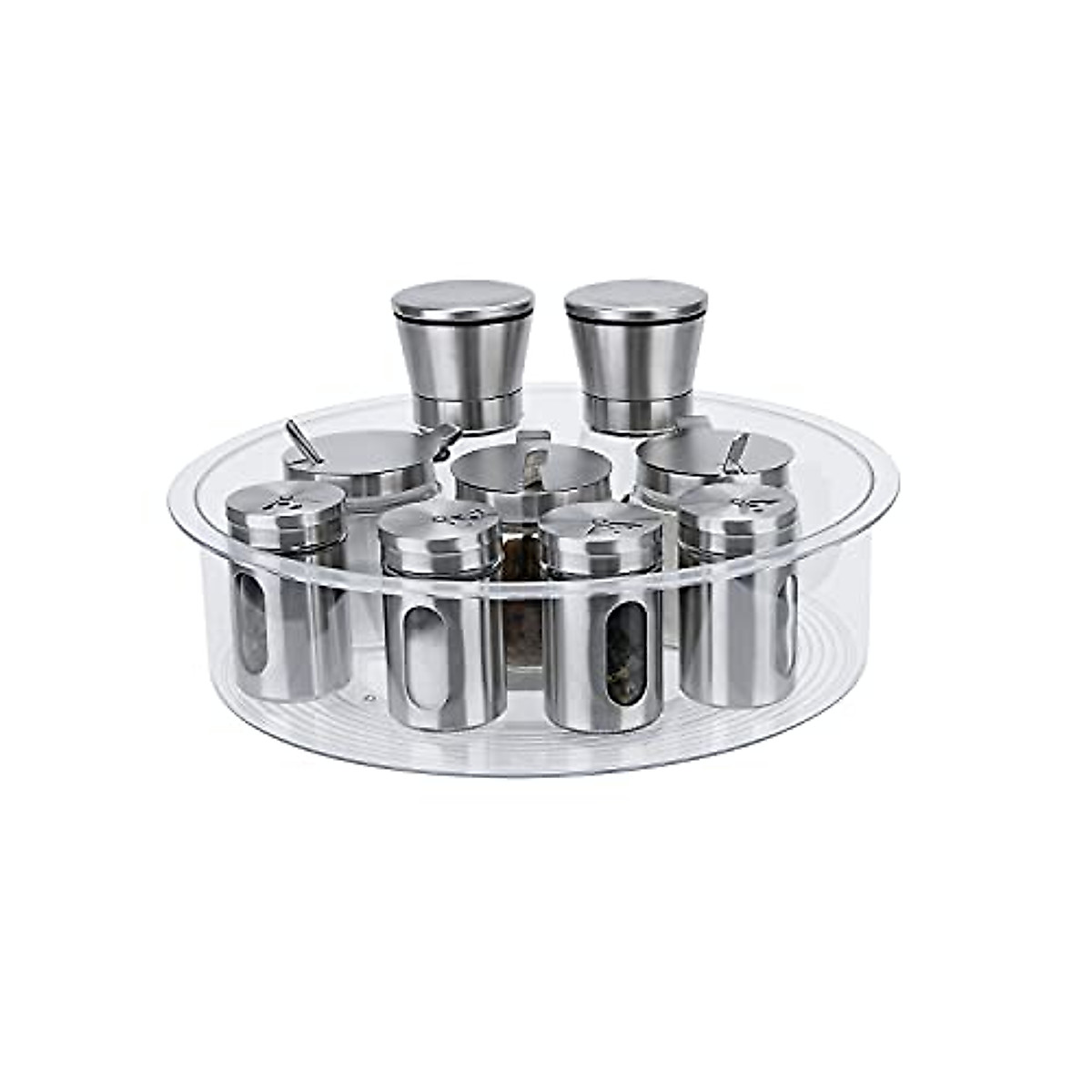 Bamlab 12" Lazy Susan Turntable Organizer, Deep Clear Lazy Susan Storage for Pantry, Cabinet, Kitchen, Spice