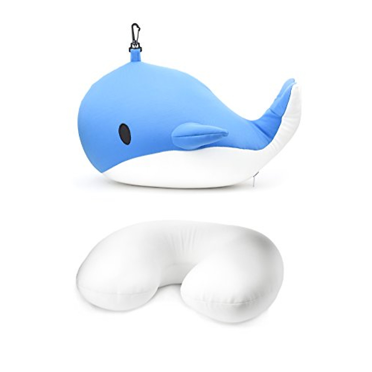 Kikkerland Zip and Flip Travel Neck Back Pillow Cute Compact Plush Blue Whale