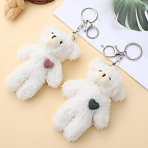 2pcs Plush Bear Keychain Teddy Bear Keychain Aniaml Key Ring Hanging Ornament Plush Stuffed Animal Car Key Holder for Girls Women