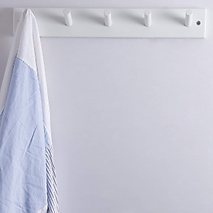 Dseap Wall Mounted Coat Rack: 16-Inches Hole to Hole, 5 Pegs Coat Hanger Hooks for Hanging Coats Towels Hats Clothes, White