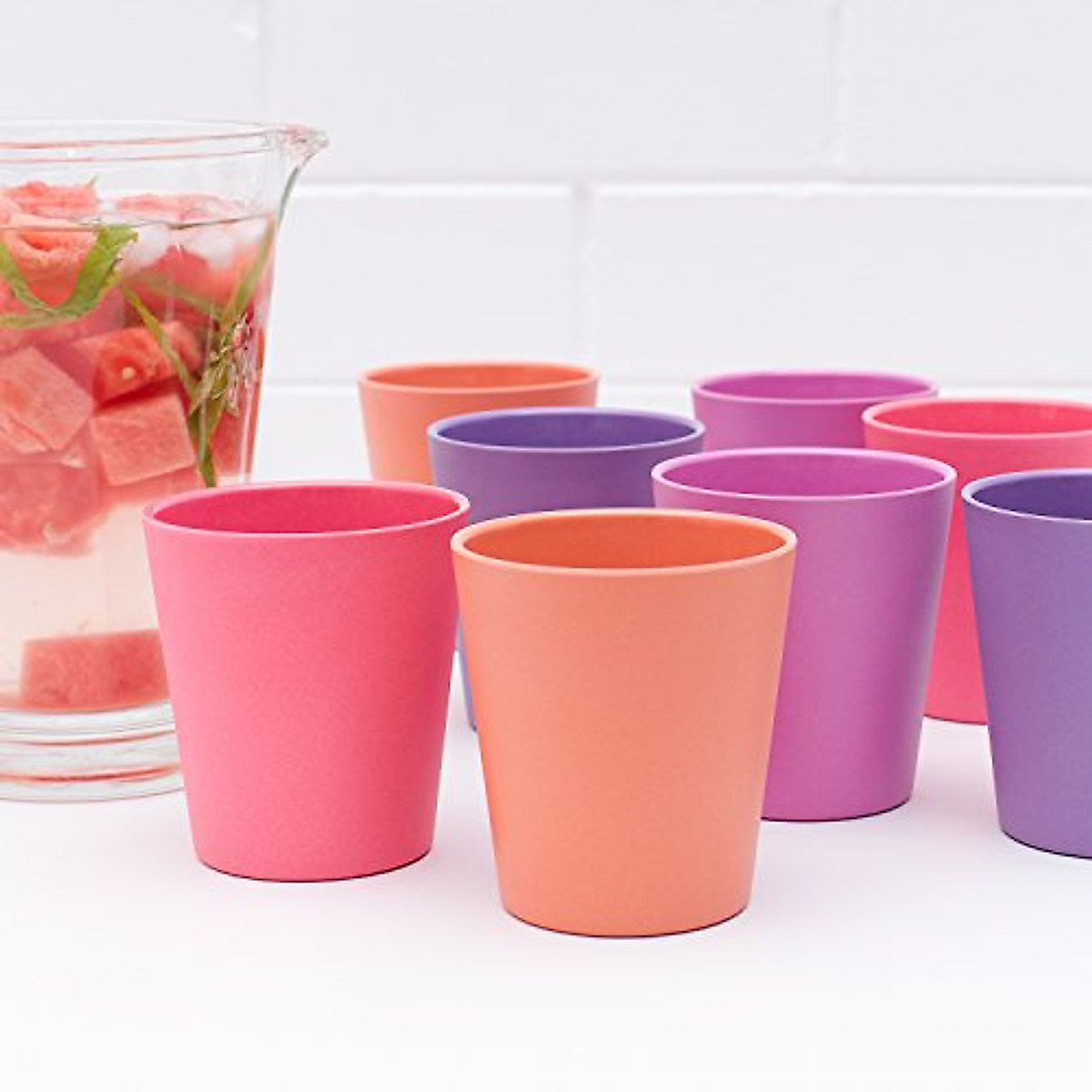 bobo&boo Bamboo Kids Cups Set of 4 Drinking Cups for Kids Eco Friendly Toddler Cups Without Lids ~ Non Toxic & Reusable ~ Great Gift for Baby Showers Birthdays & Preschool Graduations (Sunset)